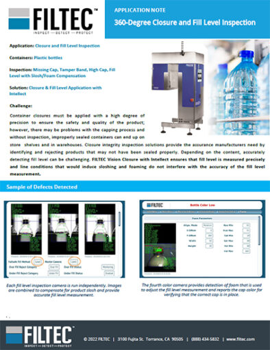 360 Vision Closure and Fill Level Solution for Bottles - FILTEC