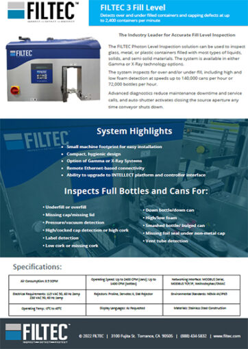 FILTEC 3 Fill Level Inspection - FILTEC